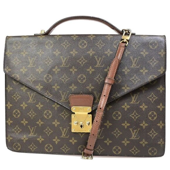 Louis Vuitton | Bags | Louis Vuitton Porte Documents Brown Canvas ...